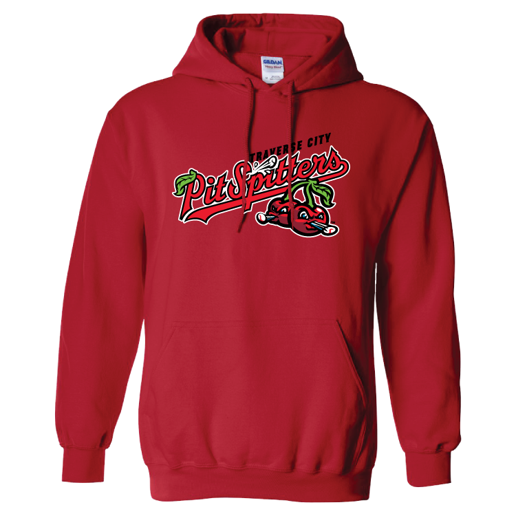 Primary Logo Red Hoodie – Traverse City Pit Spitters Pit Shop